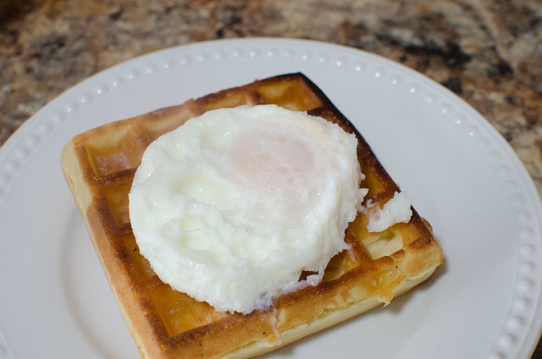 Waffle Eggs Benedict with Mushroom Sauce - Merry About Town