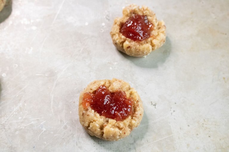 Jammy Almond Thumbprint Cookies - Merry About Town
