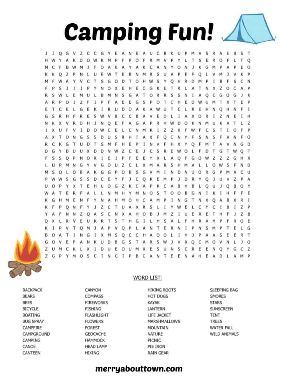 Printable Camping Activities For Kids Merry About Town Printable Camping Activities For Kids Merry About Town